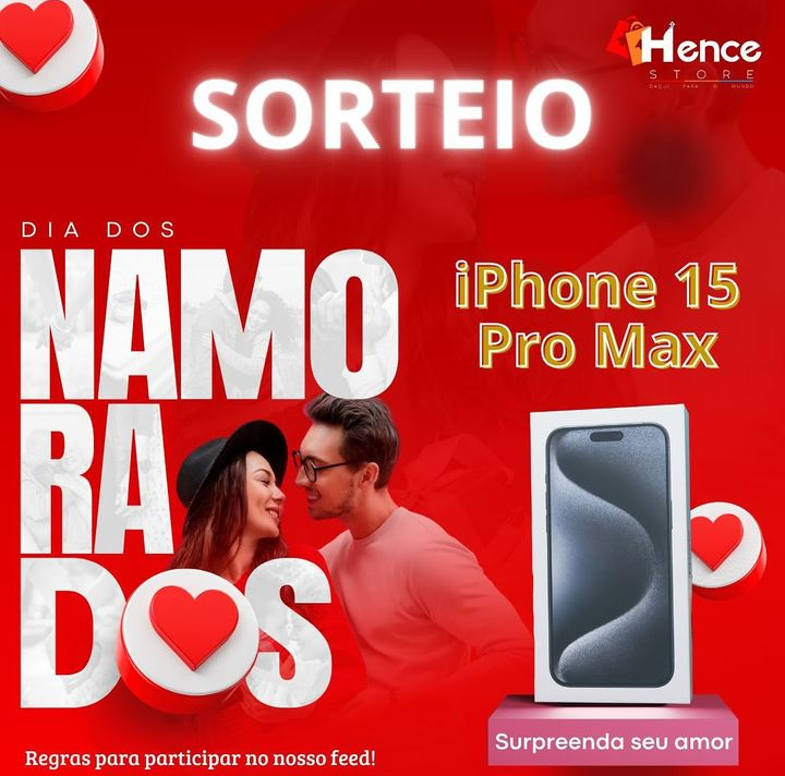 Rifa iPhone 15 dia dos namorados